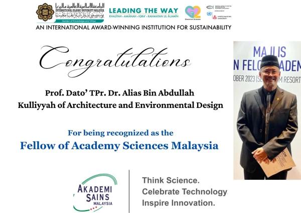 IIUM Research | CONGRATULATIONS TO FELLOW OF ACADEMY SCIENCES MALAYSIA 2023